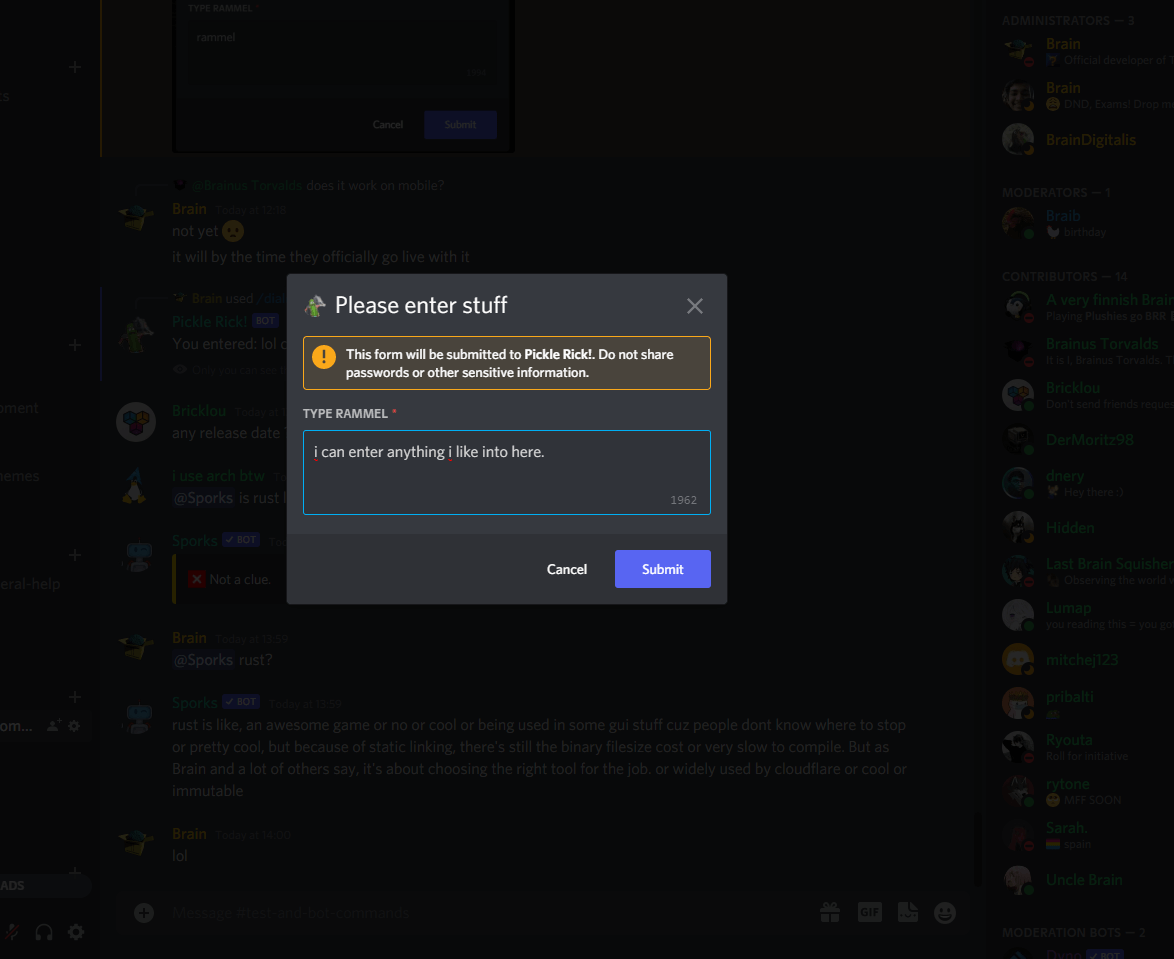 Modal Dialog Interactions D The Lightweight C Discord API Library