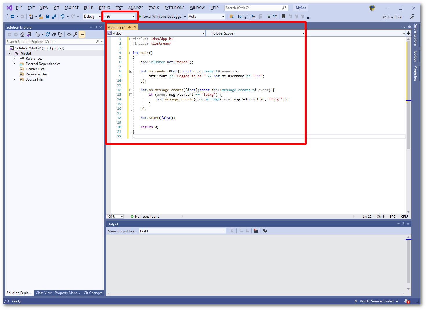 Building a discord bot in Windows - D++ - The lightweight C++ Discord API Library